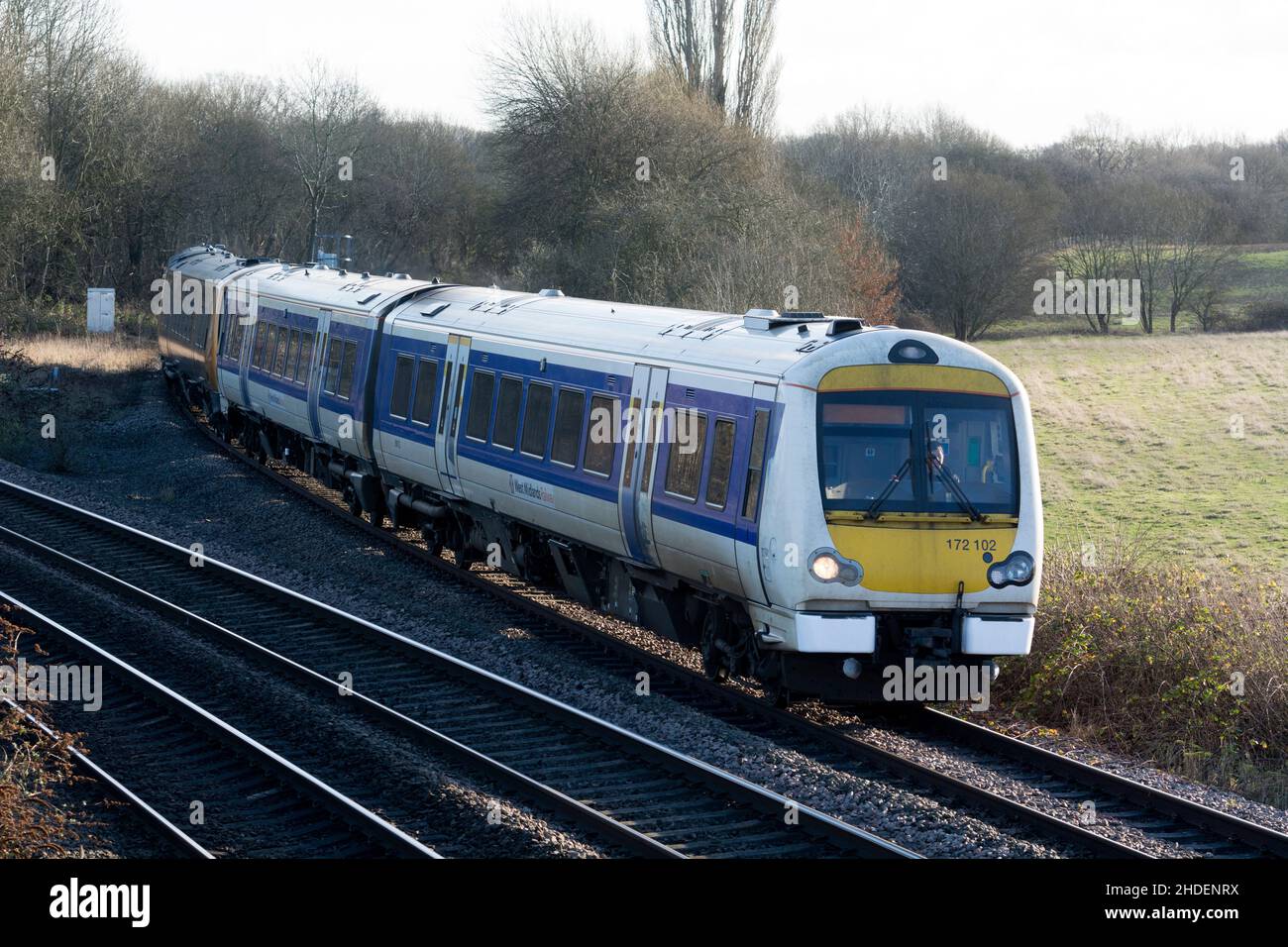 West Midlands Railway class 172 diesel train at Hatton North Junction ...