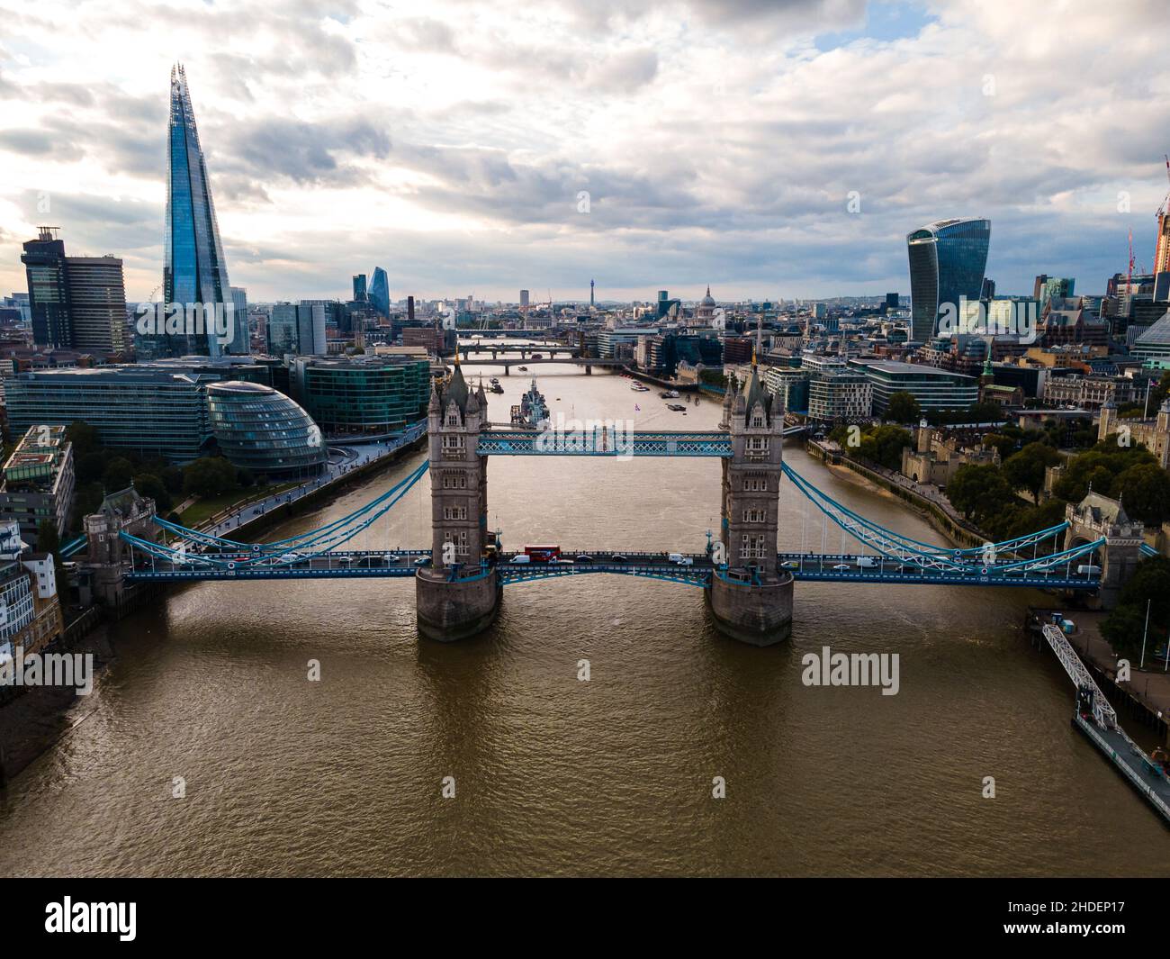 High angle shot of Tower Bridge in Mitcham, London, England, United ...