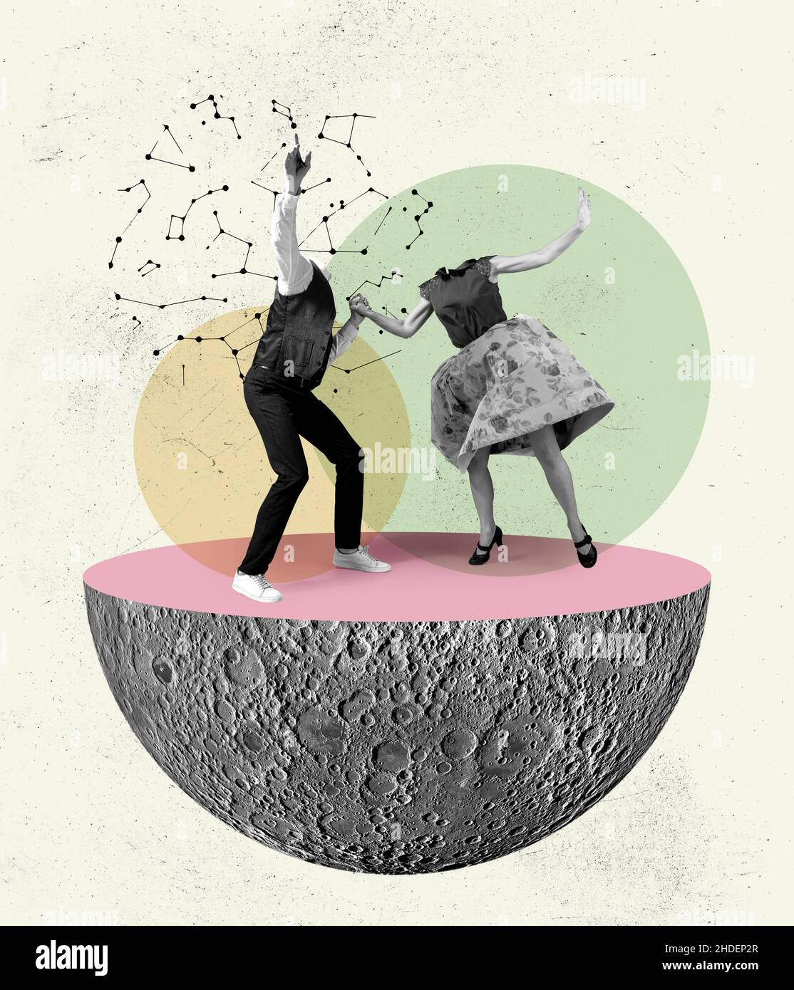 Contemporary art collage, modern design. Abstract earth globe and ...