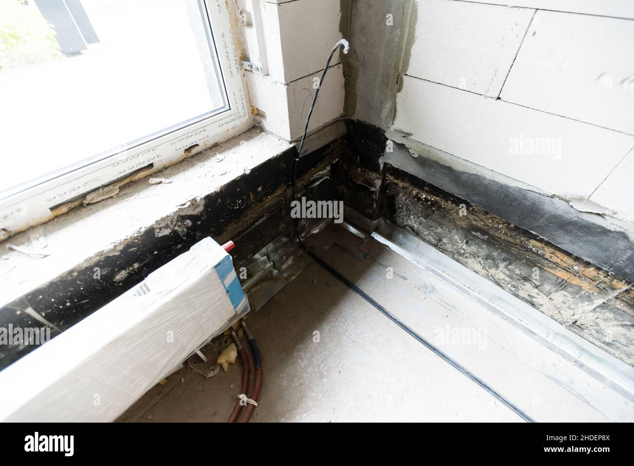 interior construction building site and electrical installation Stock ...