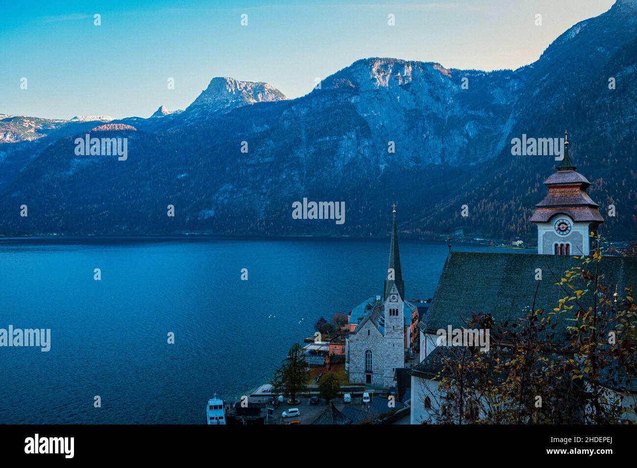 Austria Hallstatt, Classic view of Hallstat Village Stock Photo - Alamy
