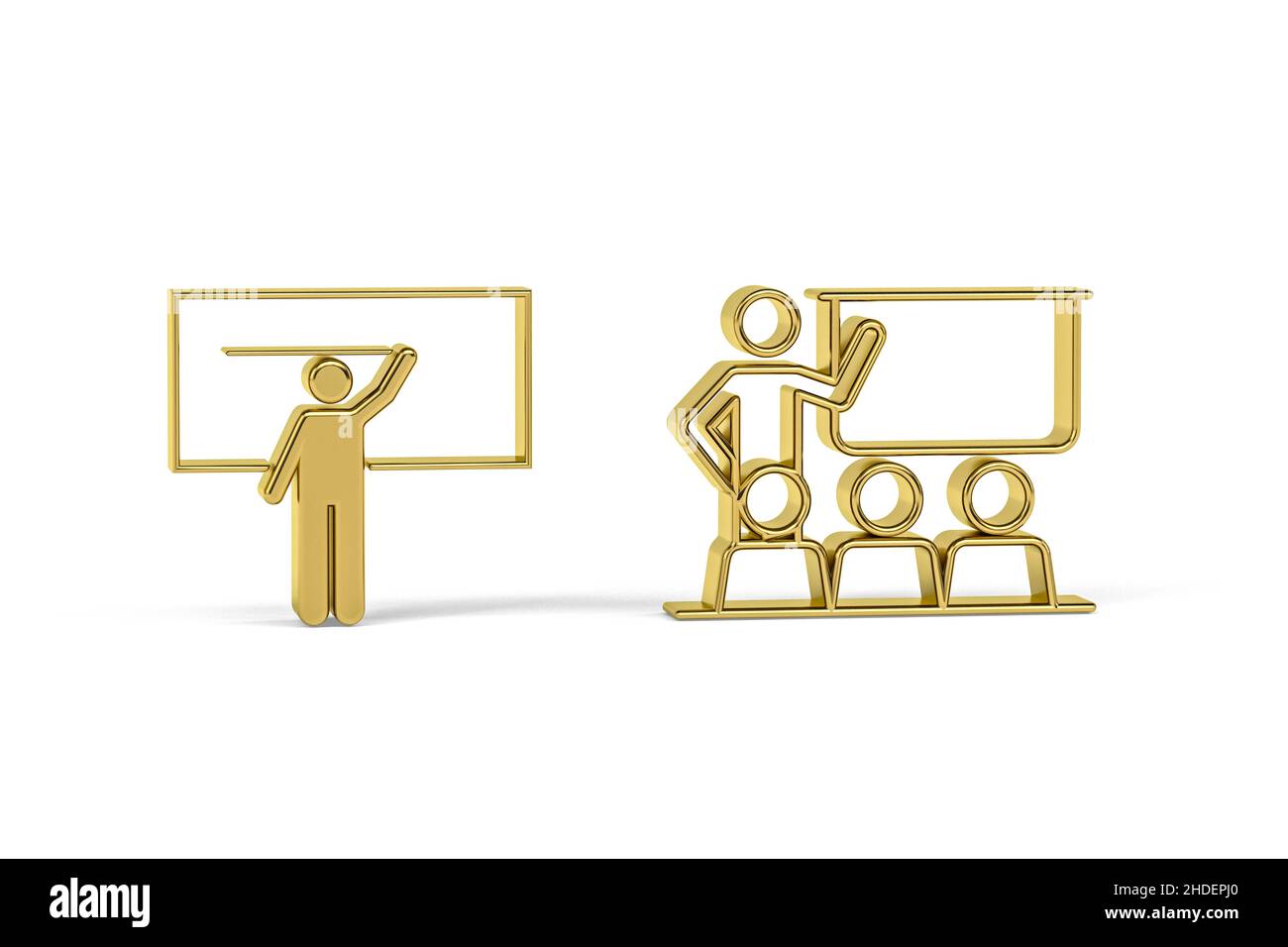 Golden 3d classroom icon isolated on white background - 3d render Stock ...