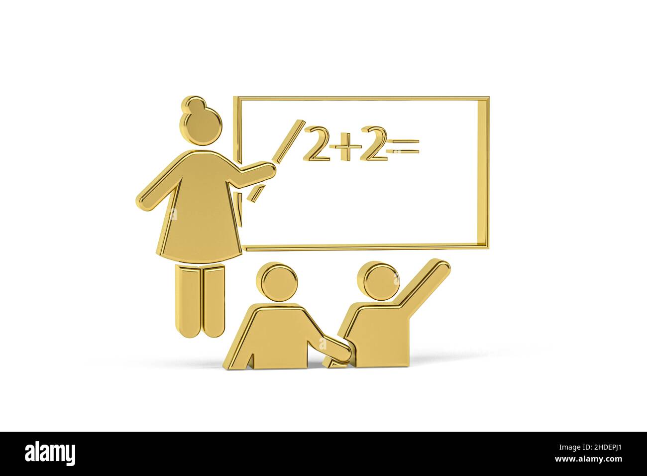 Golden 3d classroom icon isolated on white background - 3d render Stock ...