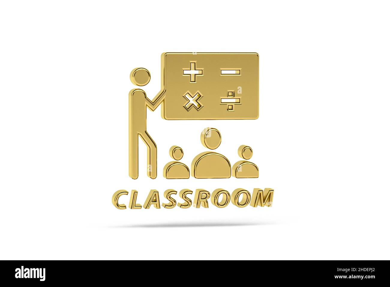 Golden 3d classroom icon isolated on white background - 3d render Stock ...