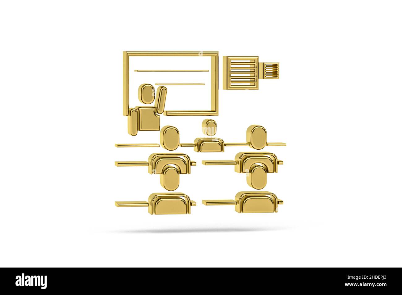 Golden 3d classroom icon isolated on white background - 3d render Stock ...