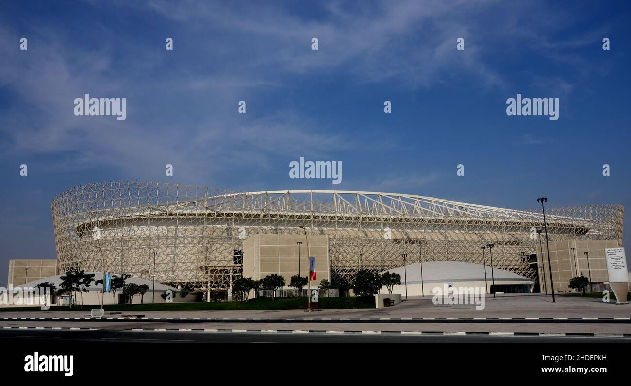General view outside the Ahmed Bin Ali Stadium in Al Rayyan, Qatar ...