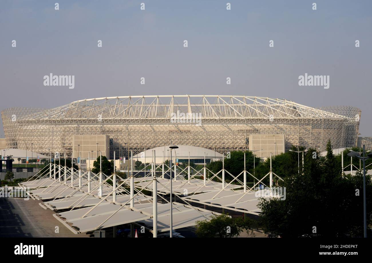 General view outside the Ahmed Bin Ali Stadium in Al Rayyan, Qatar ...
