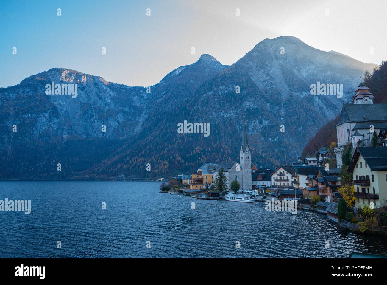 Austria Hallstatt, Classic view of Hallstat Village Stock Photo - Alamy