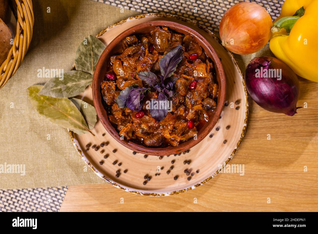 Recipe Ajapsandali stew of eggplant, onions, tomatoes and sweet peppers ...