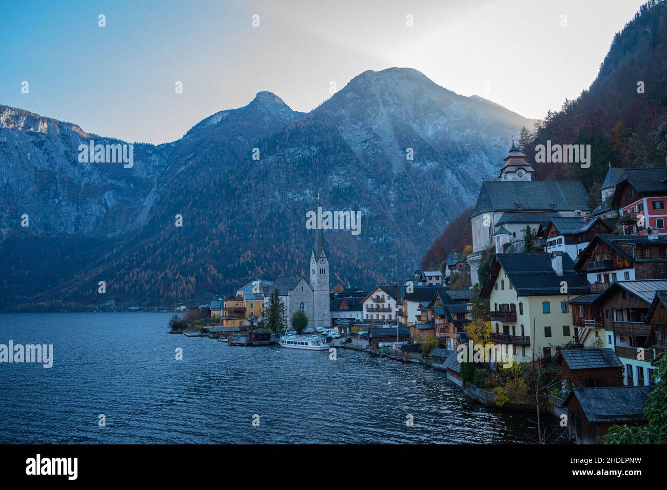 Austria Hallstatt, Classic view of Hallstat Village Stock Photo - Alamy