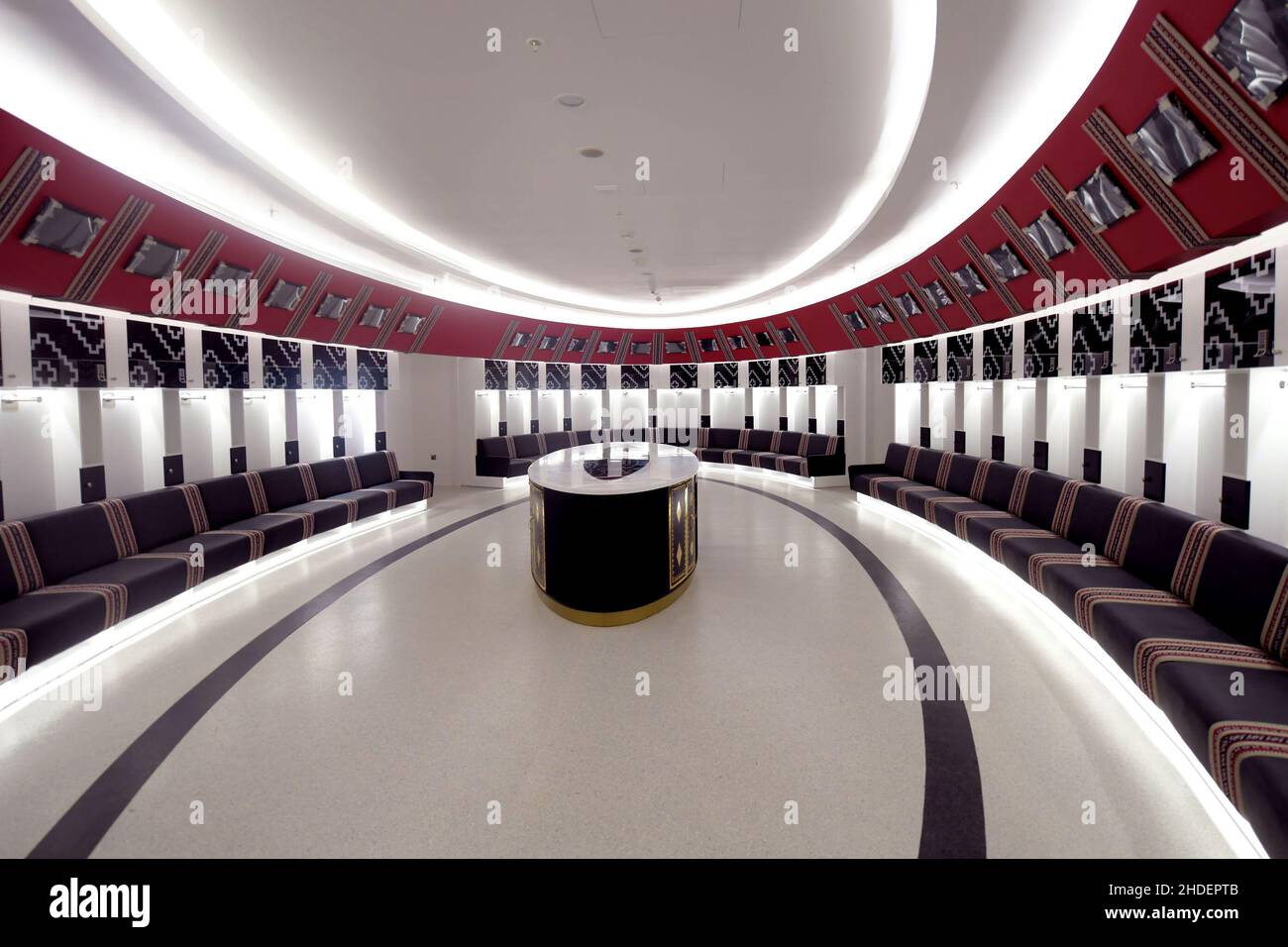 General view outside the Al Bayt Stadium changing room in Al Khor ...