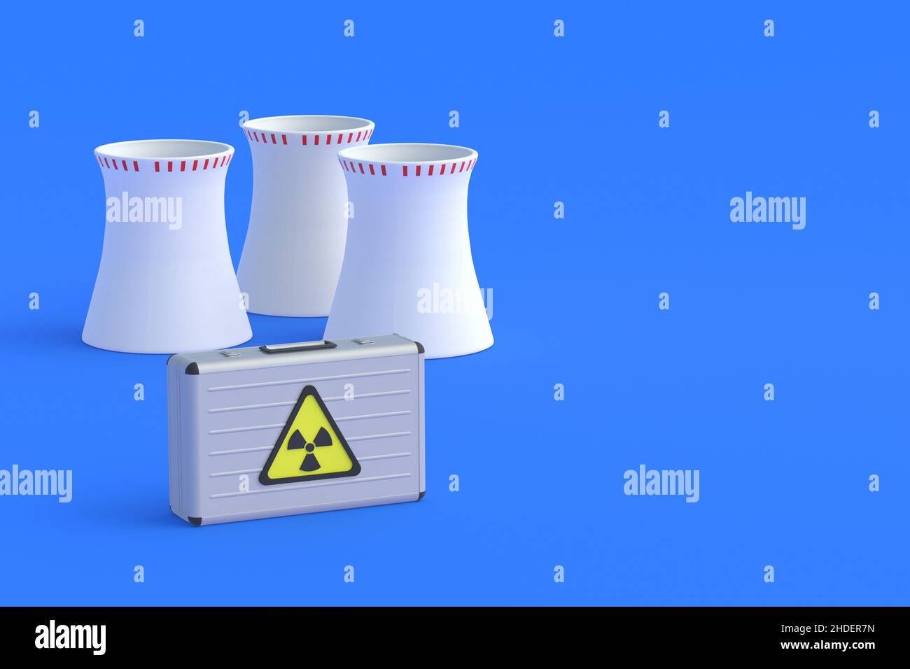 Metal suitcase near nuclear power station. Transportation of ...