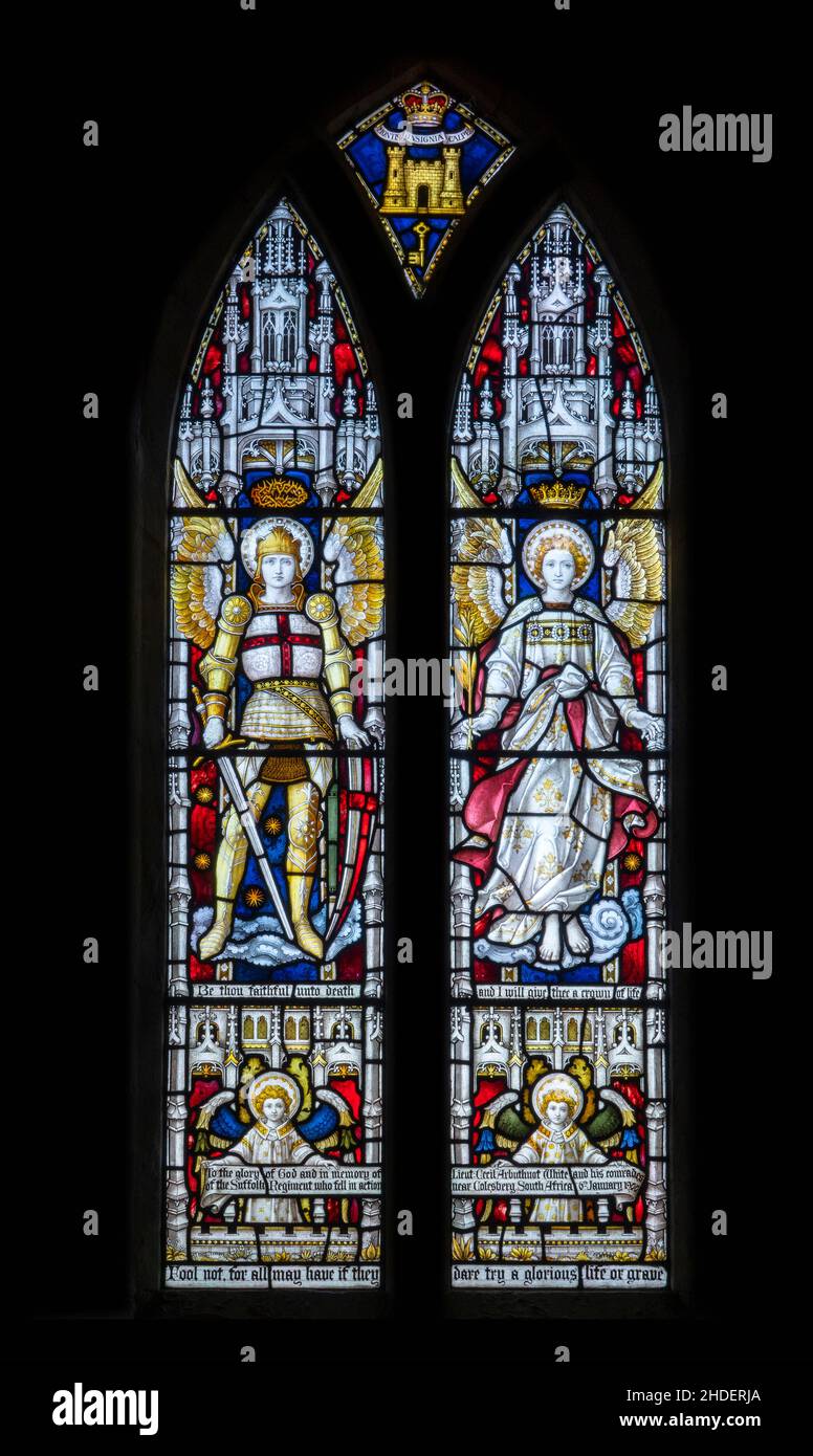 Stained glass windows, St Michael and St Gabriel at the Church of St ...