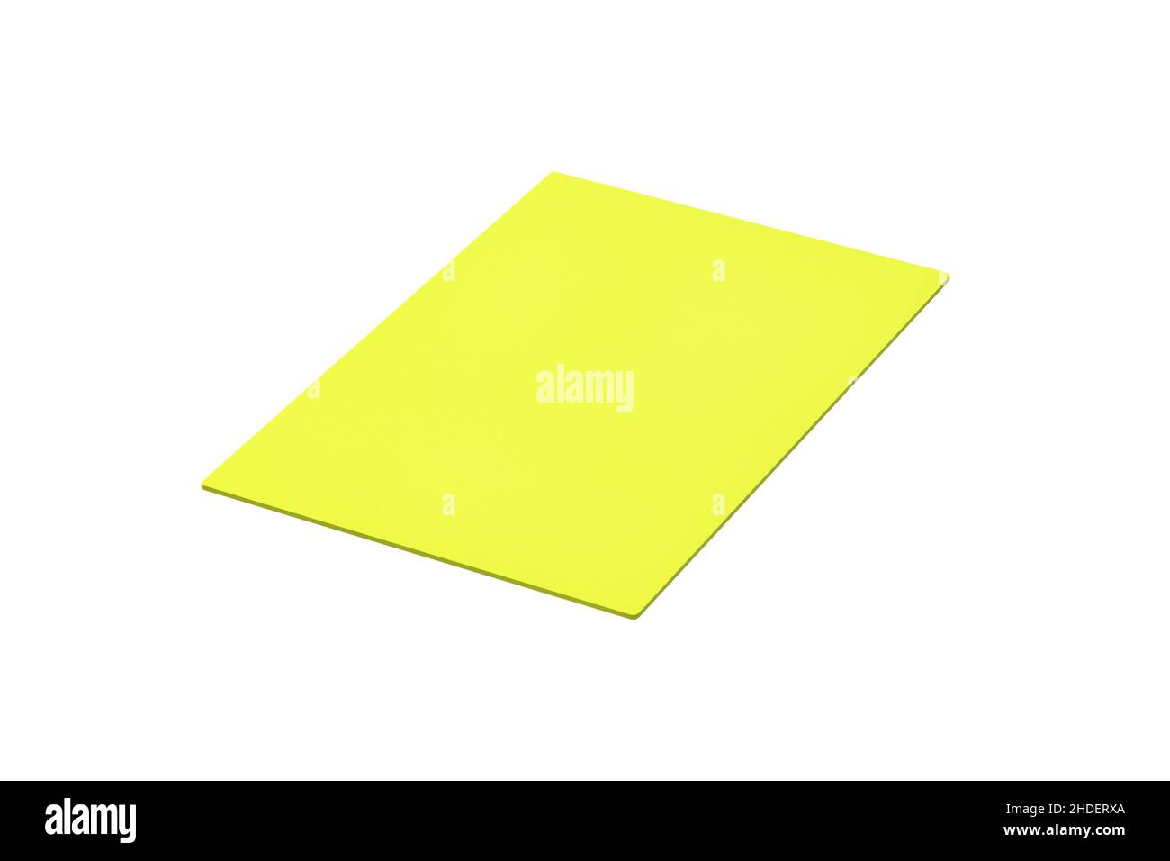 One yellow card for playing soccer isolated on white background. 3d ...
