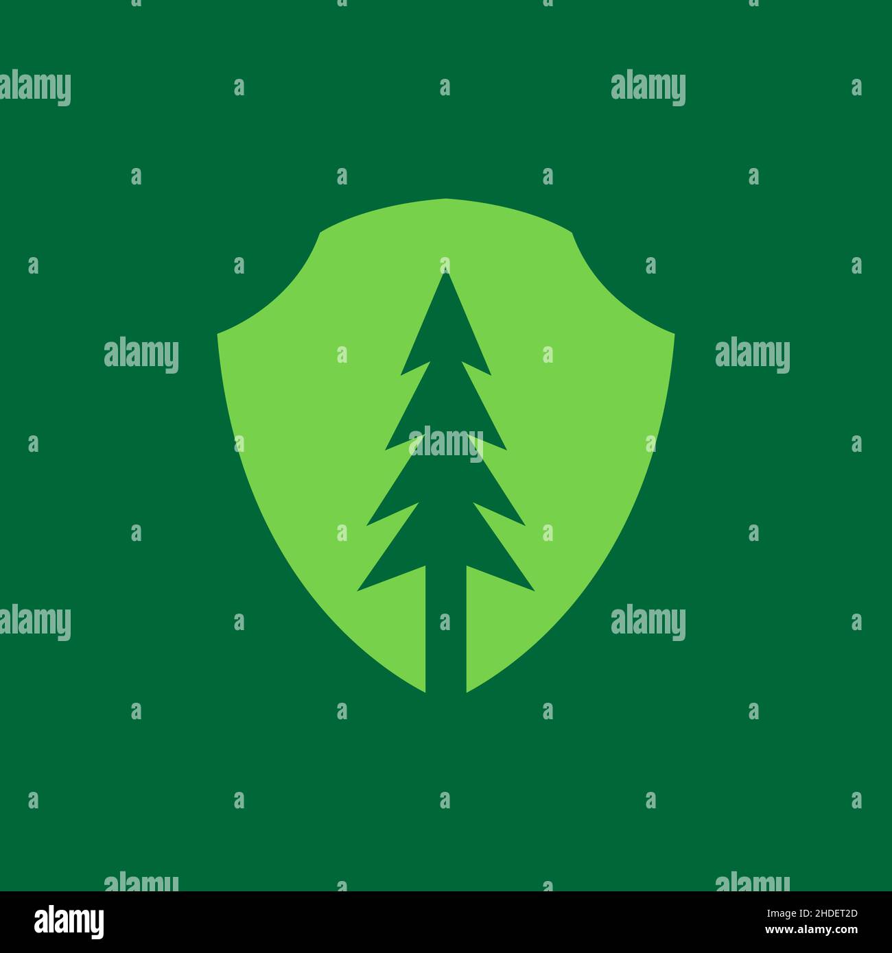 green shield with pines tree forest logo design vector graphic symbol ...