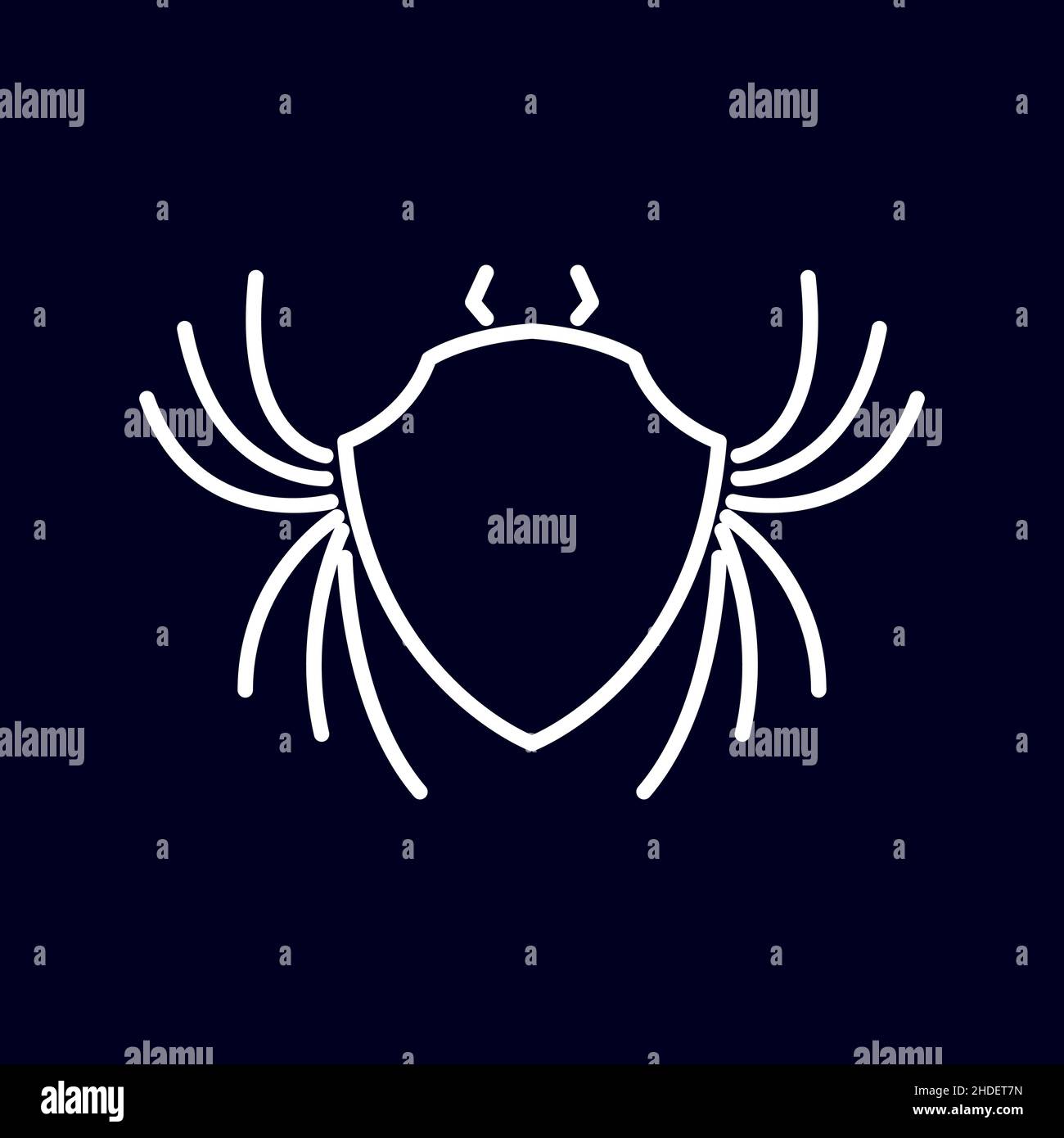 line shield with spider shape logo design vector graphic symbol icon ...