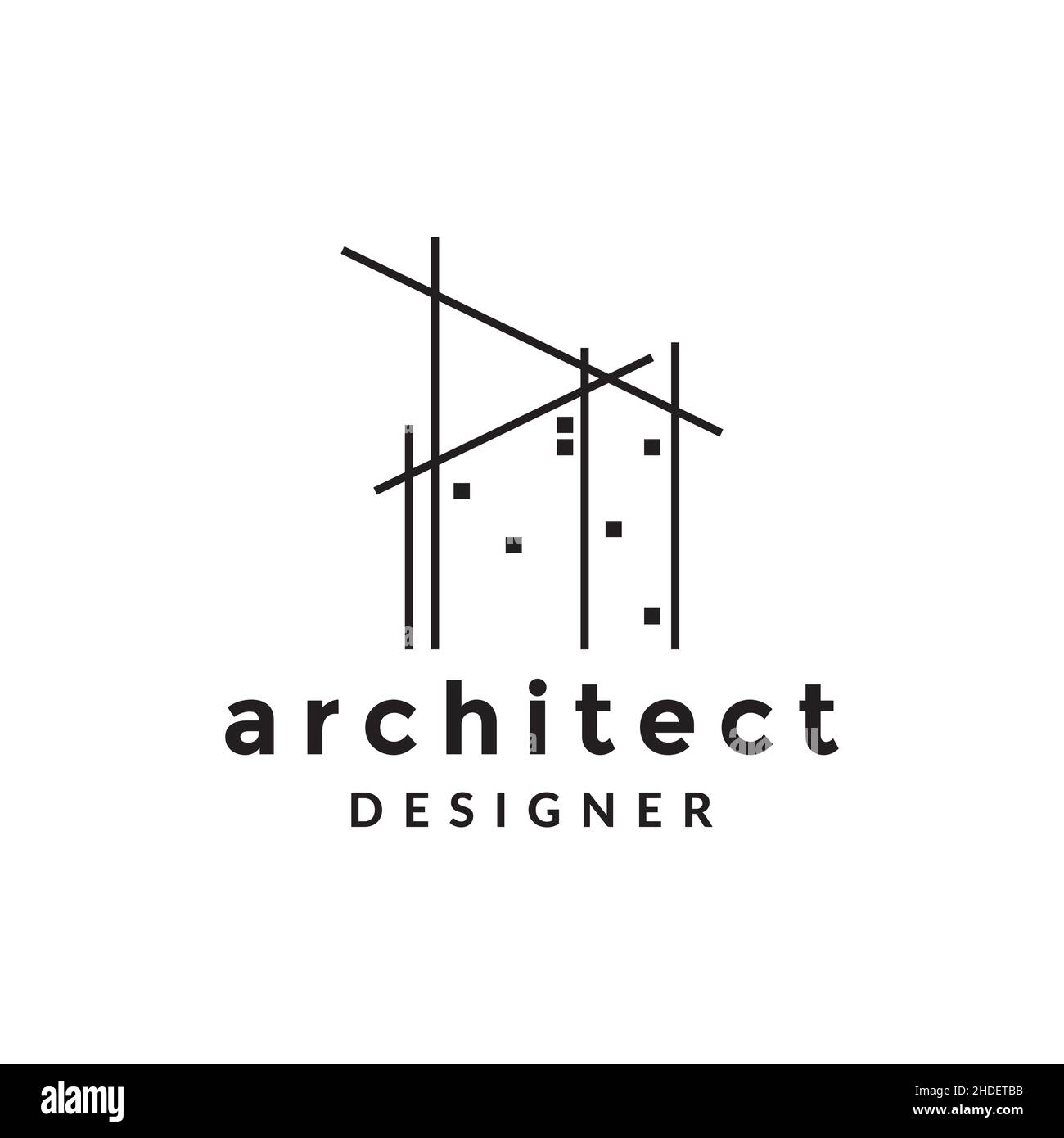 line architect structure building minimalist logo design vector graphic ...