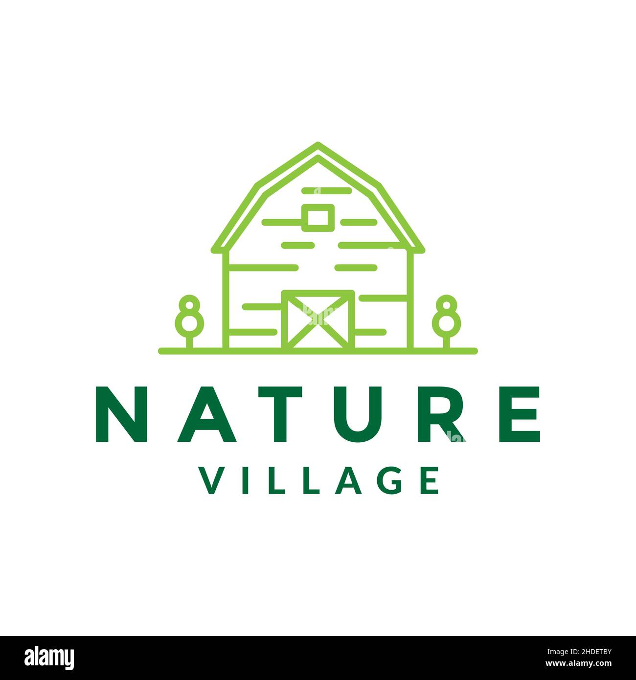 green home village with trees line logo design vector graphic symbol ...