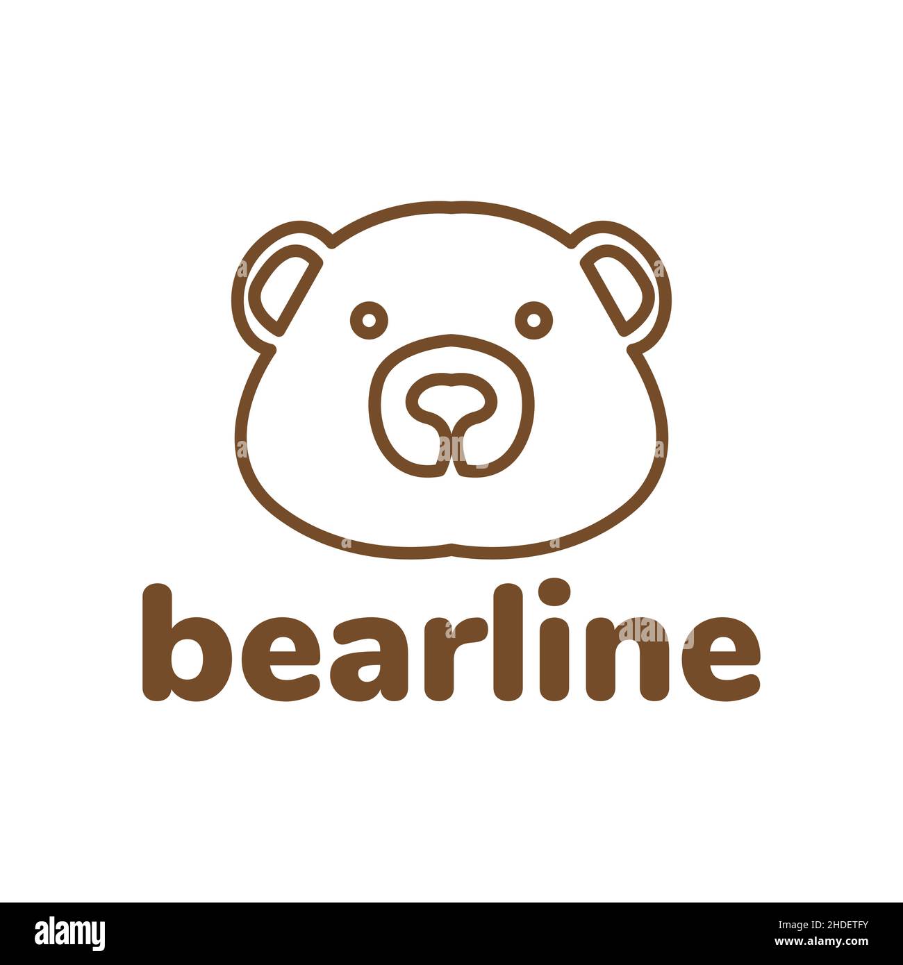 line cute face little bear grizzly logo design vector graphic symbol ...