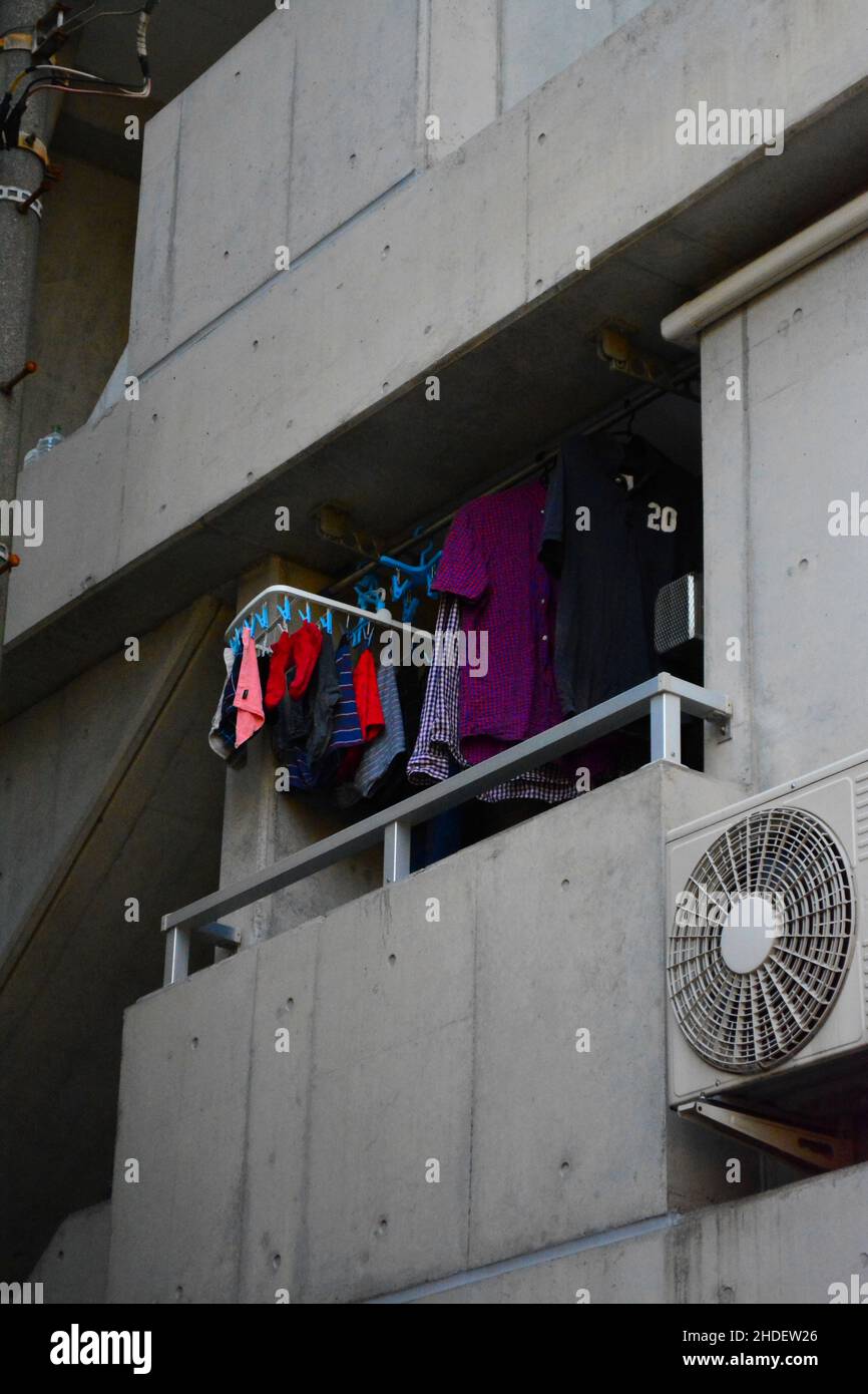 Small typical balcony of an apartment in Japan Stock Photo - Alamy