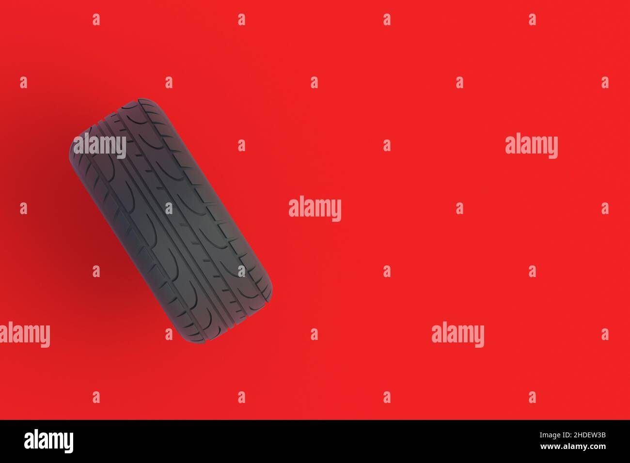 Car rubber tyre on red background. Automotive parts. Traffic safety ...