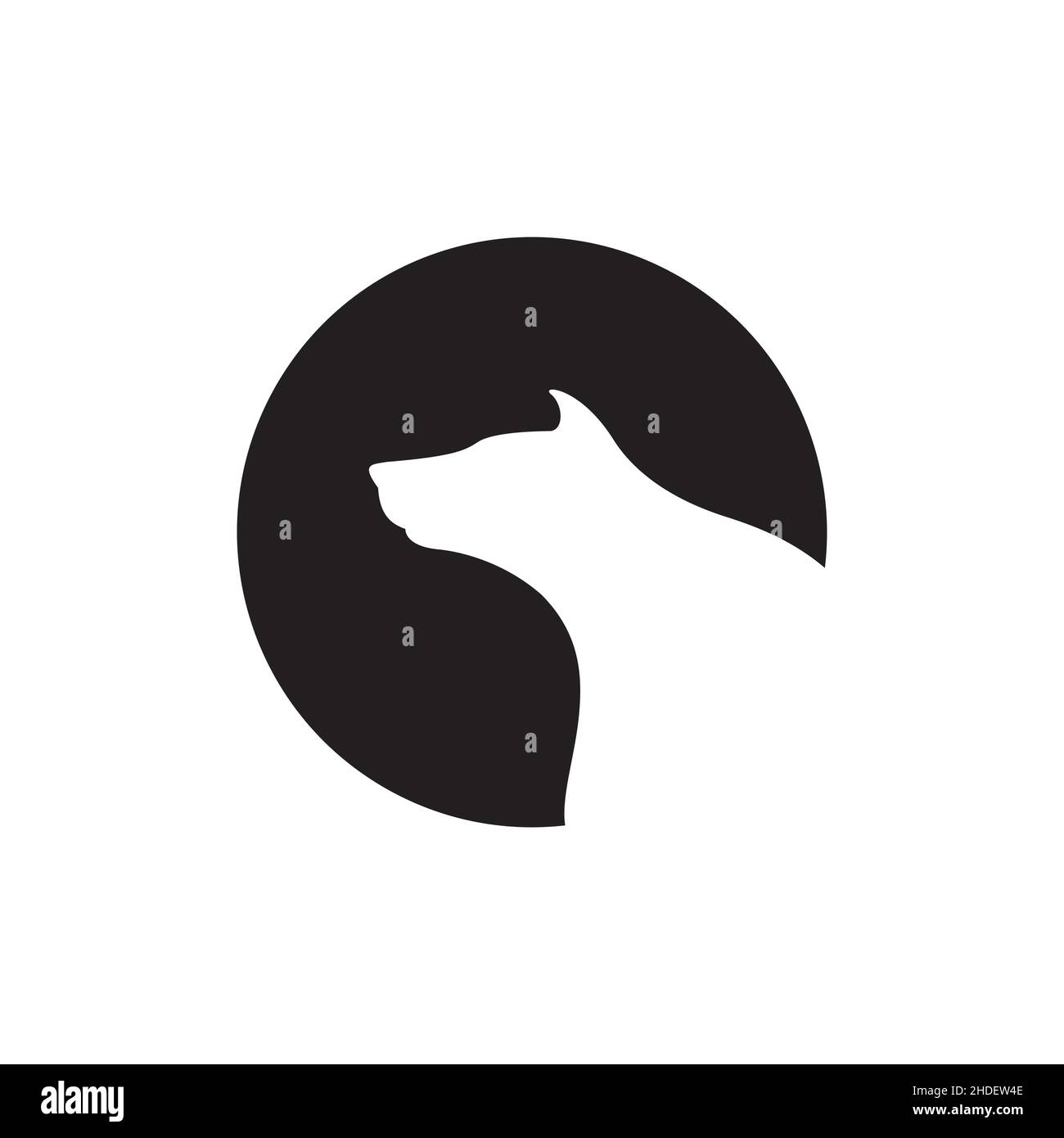 negative space circle black with head dog logo design vector graphic ...