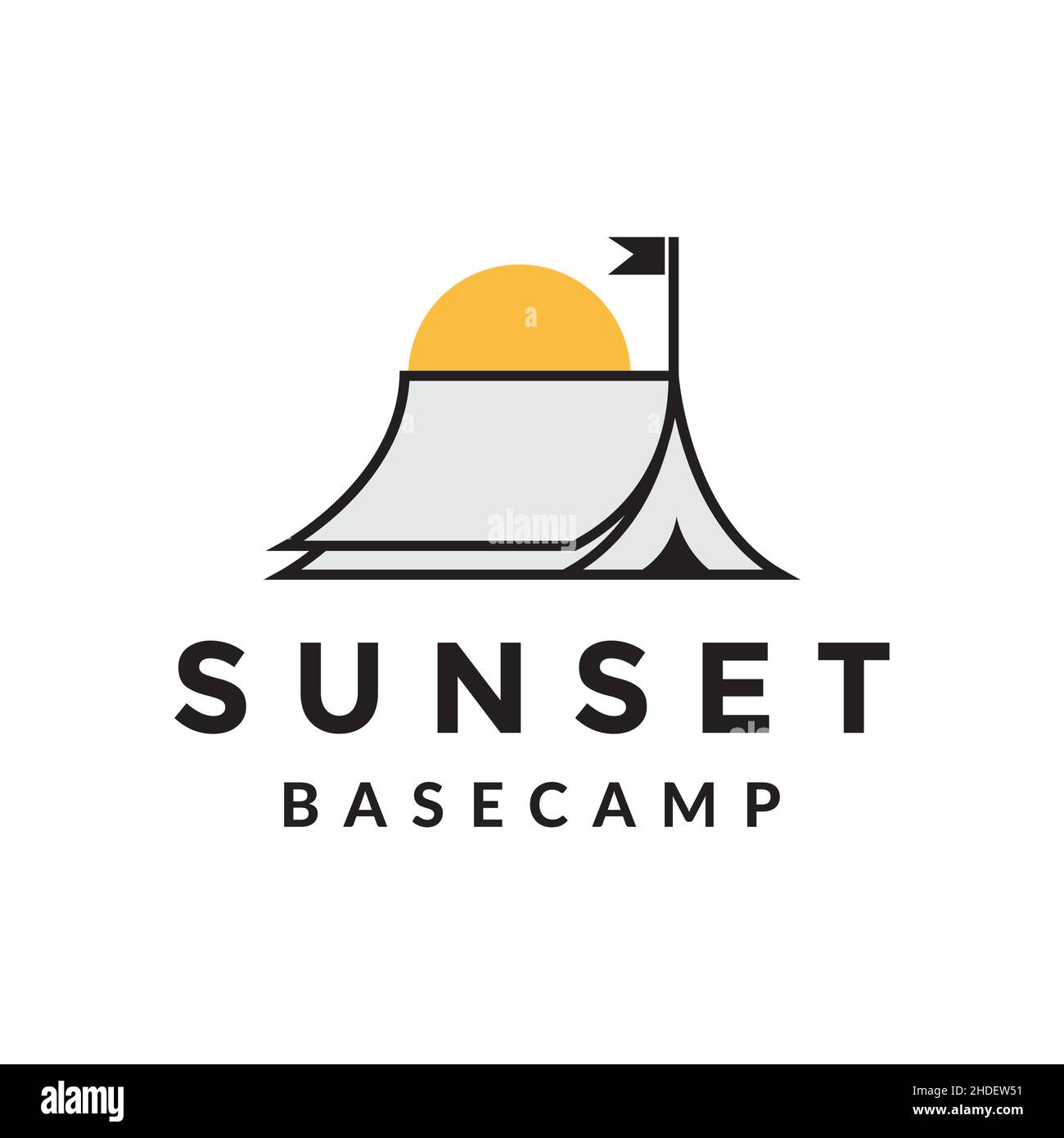 camp tent with sunset logo design vector graphic symbol icon ...