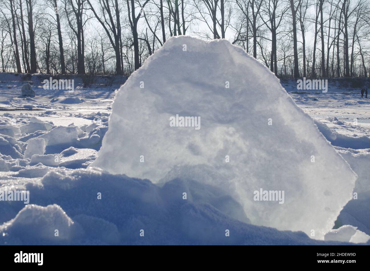 Scenery in winter with a sheet of floating ice Stock Photo - Alamy