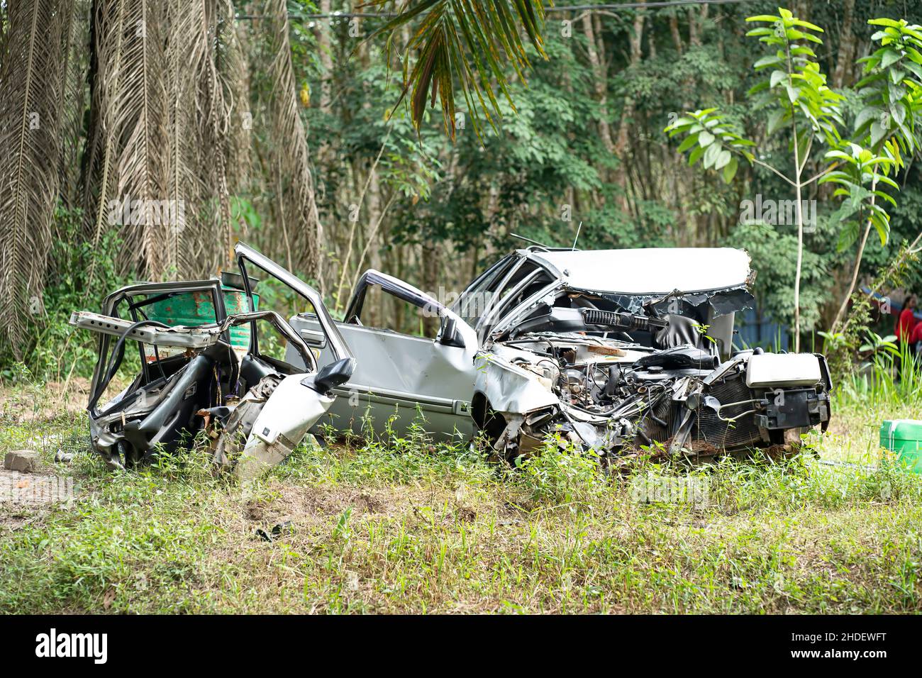 Abandoned car wreckage in bad condition. Selective focus points Stock ...