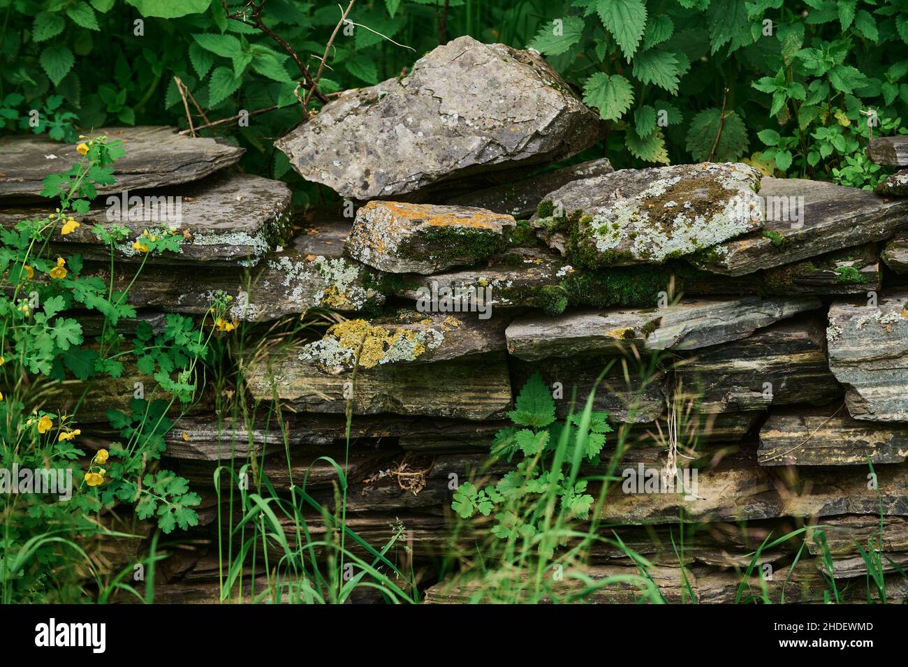 Stone wall dry masonry. Historical monument. Example of dry stone ...