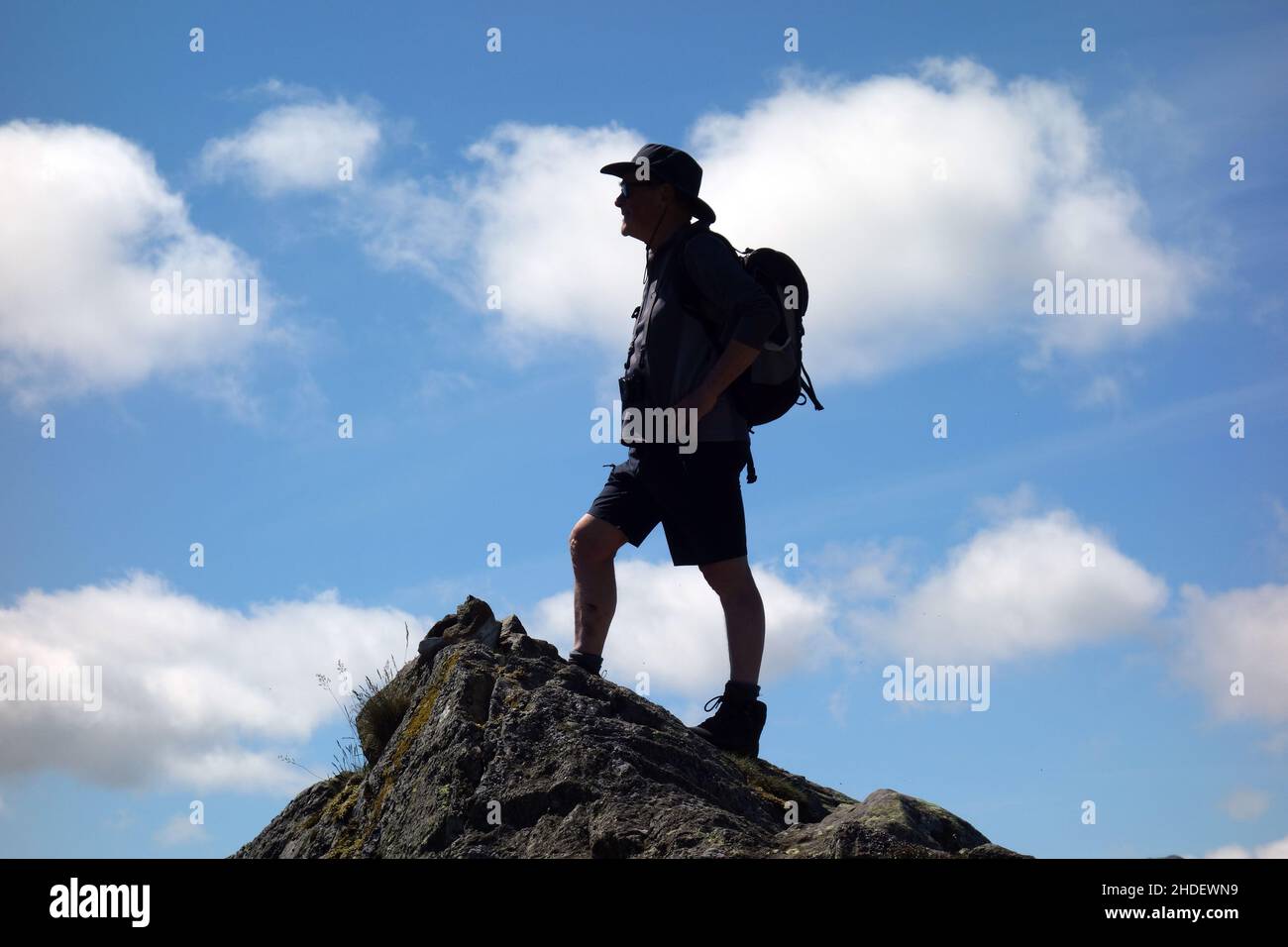 Lone Male Silhouette Hiker on the Summit of the Wainwright 'Sergeant's ...