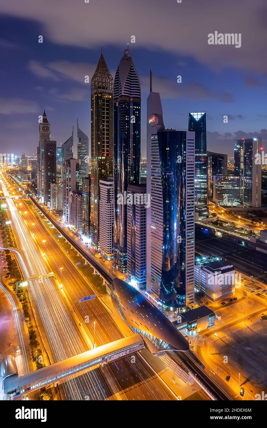 Aerial View of Shaikh Zayed Road early morning view Stock Photo - Alamy