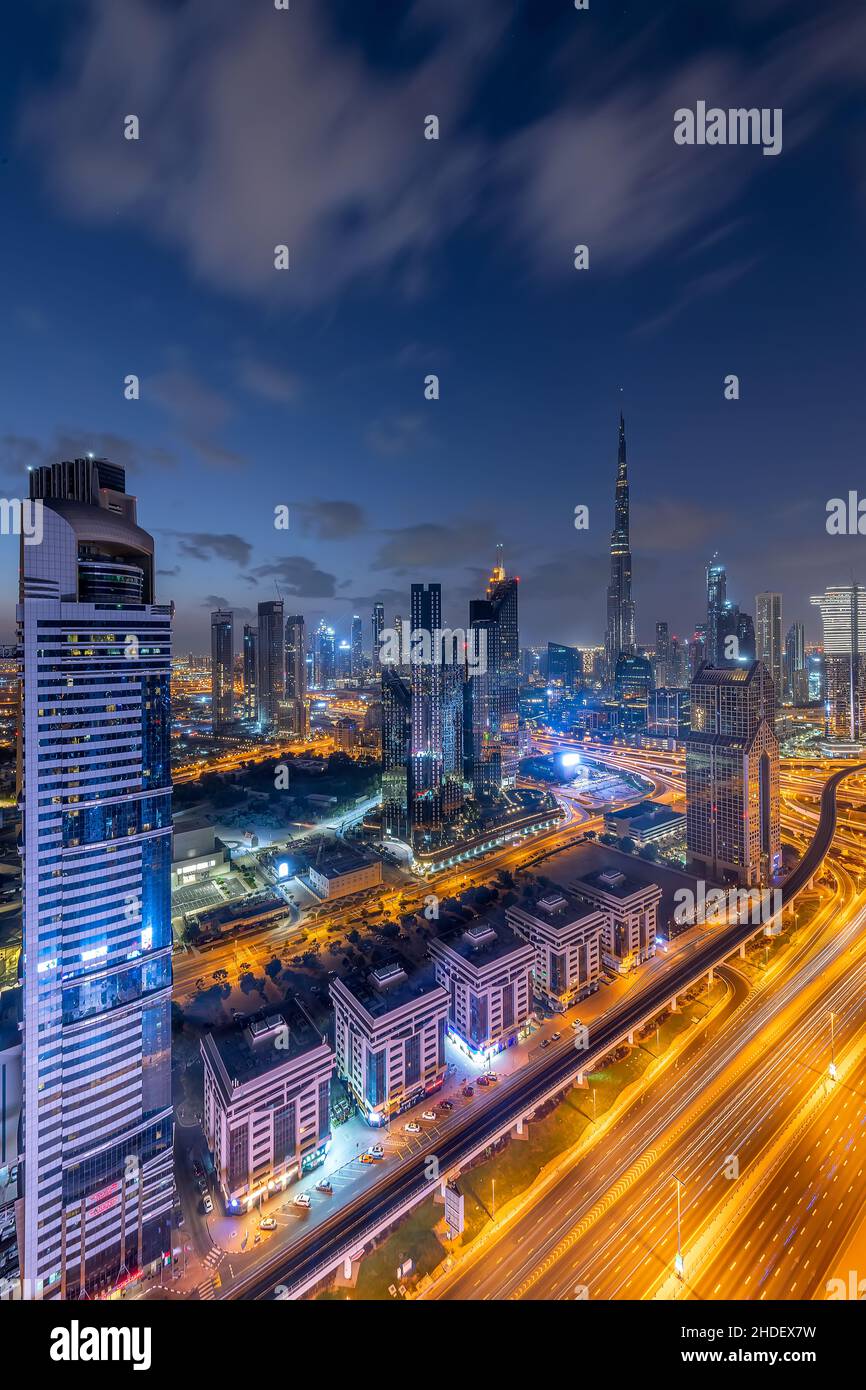 Aerial View of Shaikh Zayed Road early morning view Stock Photo - Alamy
