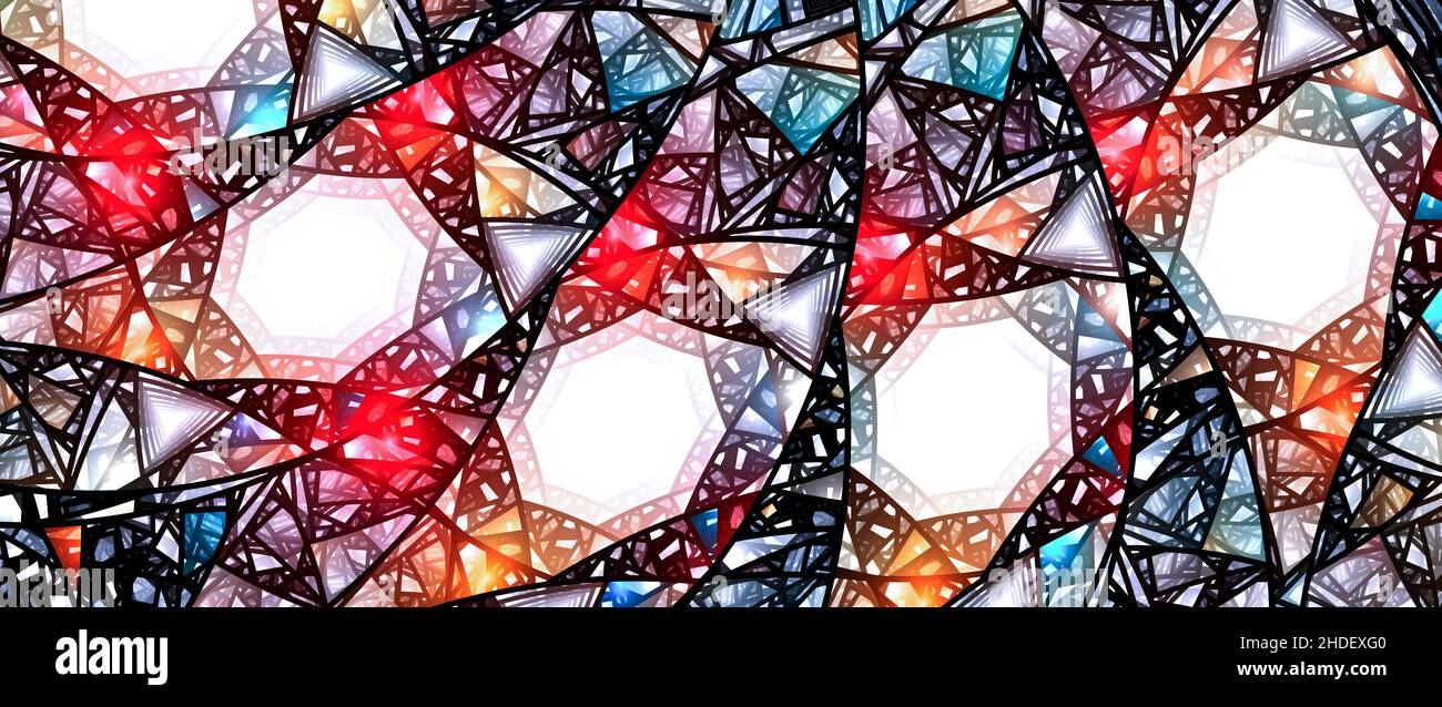 Colorful stained glass, computer generated abstract widescreen ...
