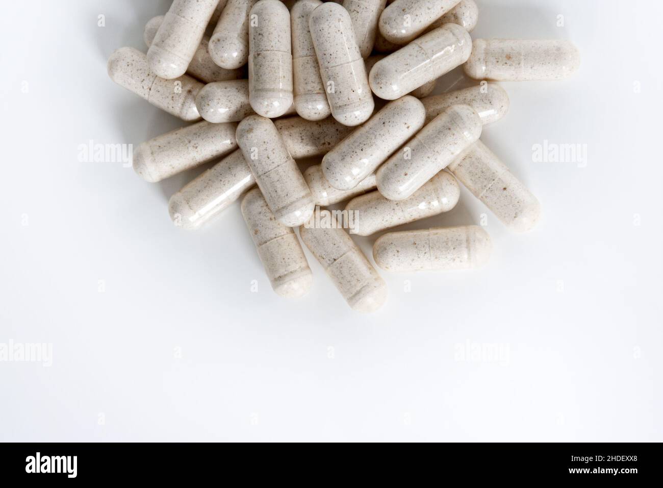 White multivitamin detail supplements isolated on white background ...