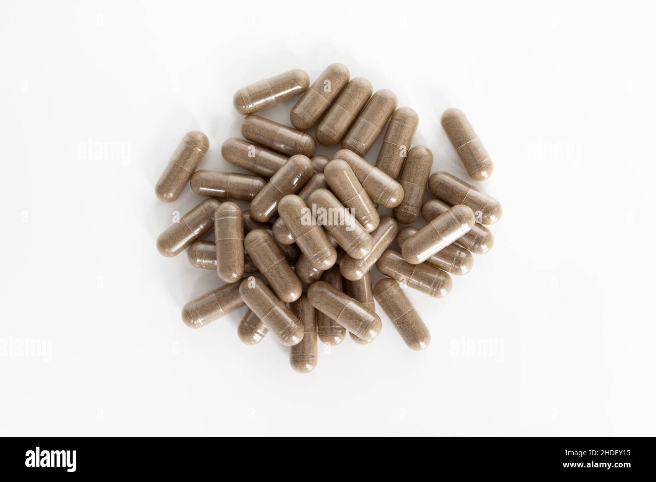 Vitex supplement capsules from above isolated on a white background ...