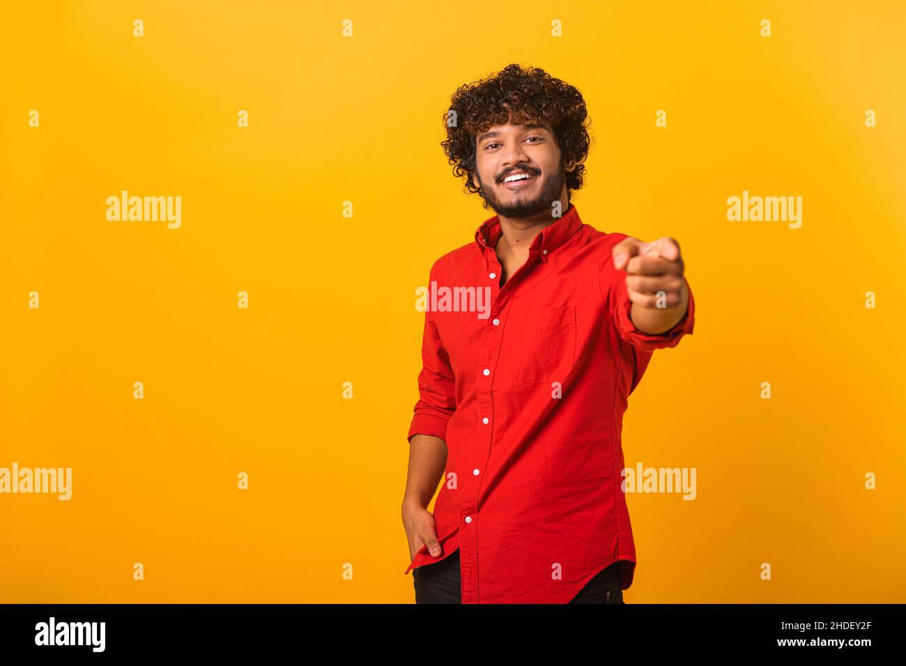 Indoor shot pleased curly hi-res stock photography and images - Alamy