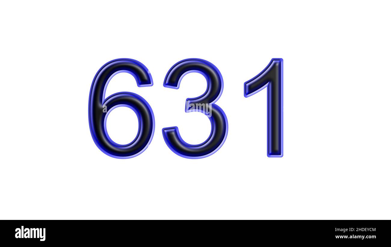 blue 631 number 3d effect white background Stock Photo - Alamy