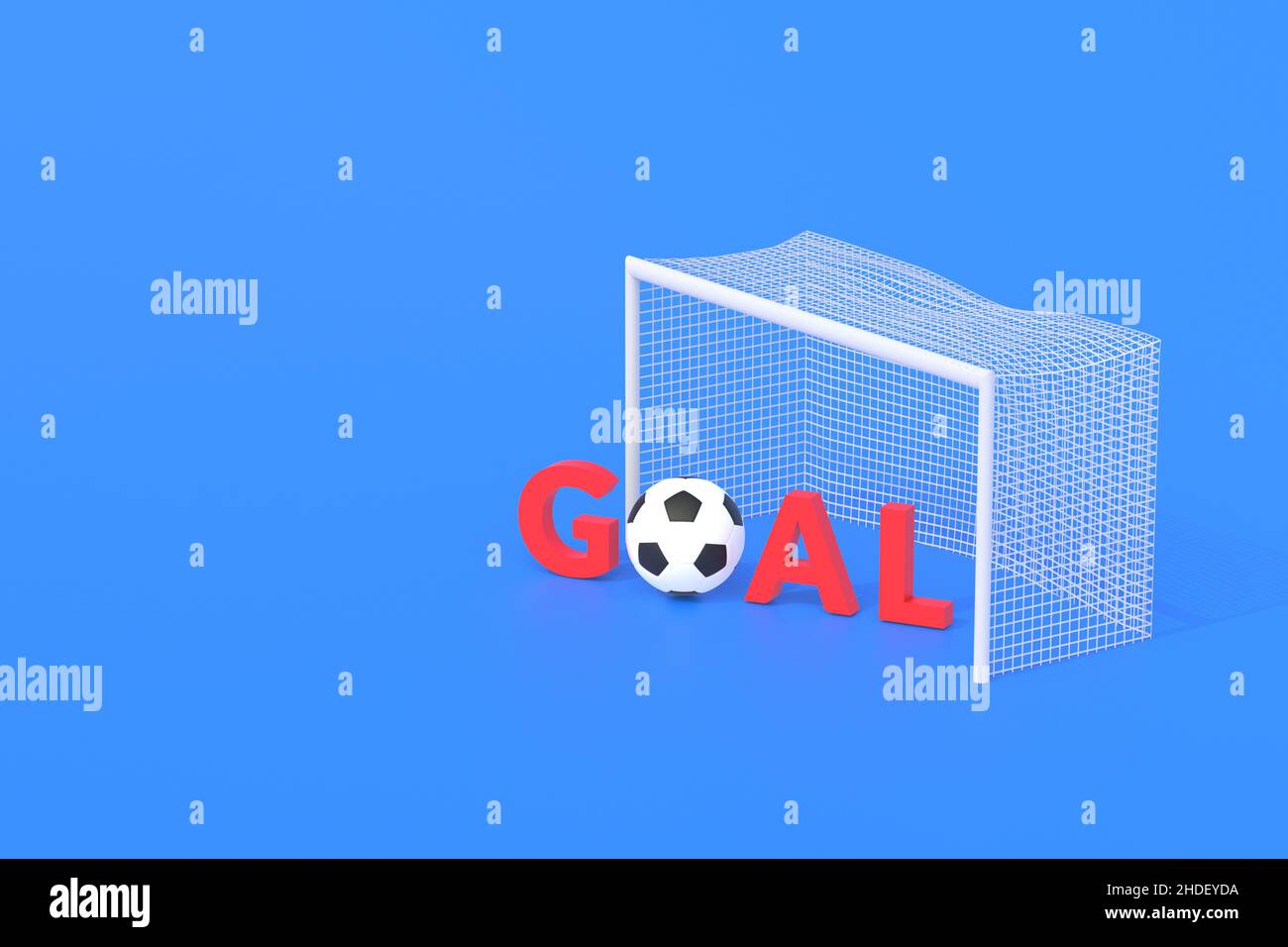 Word goal near soccer gate on blue background. Games for leisure. Fair ...