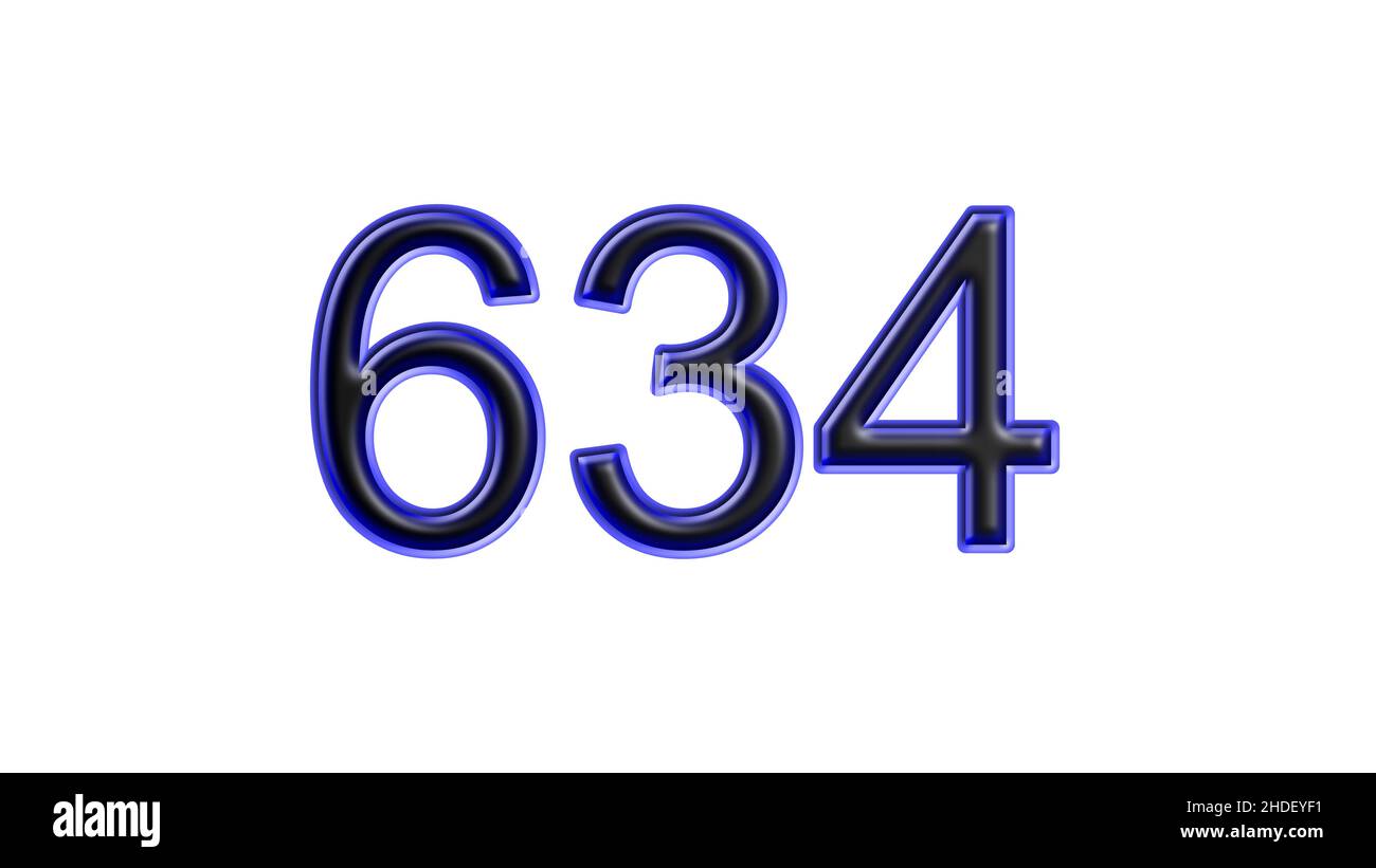 blue 634 number 3d effect white background Stock Photo - Alamy
