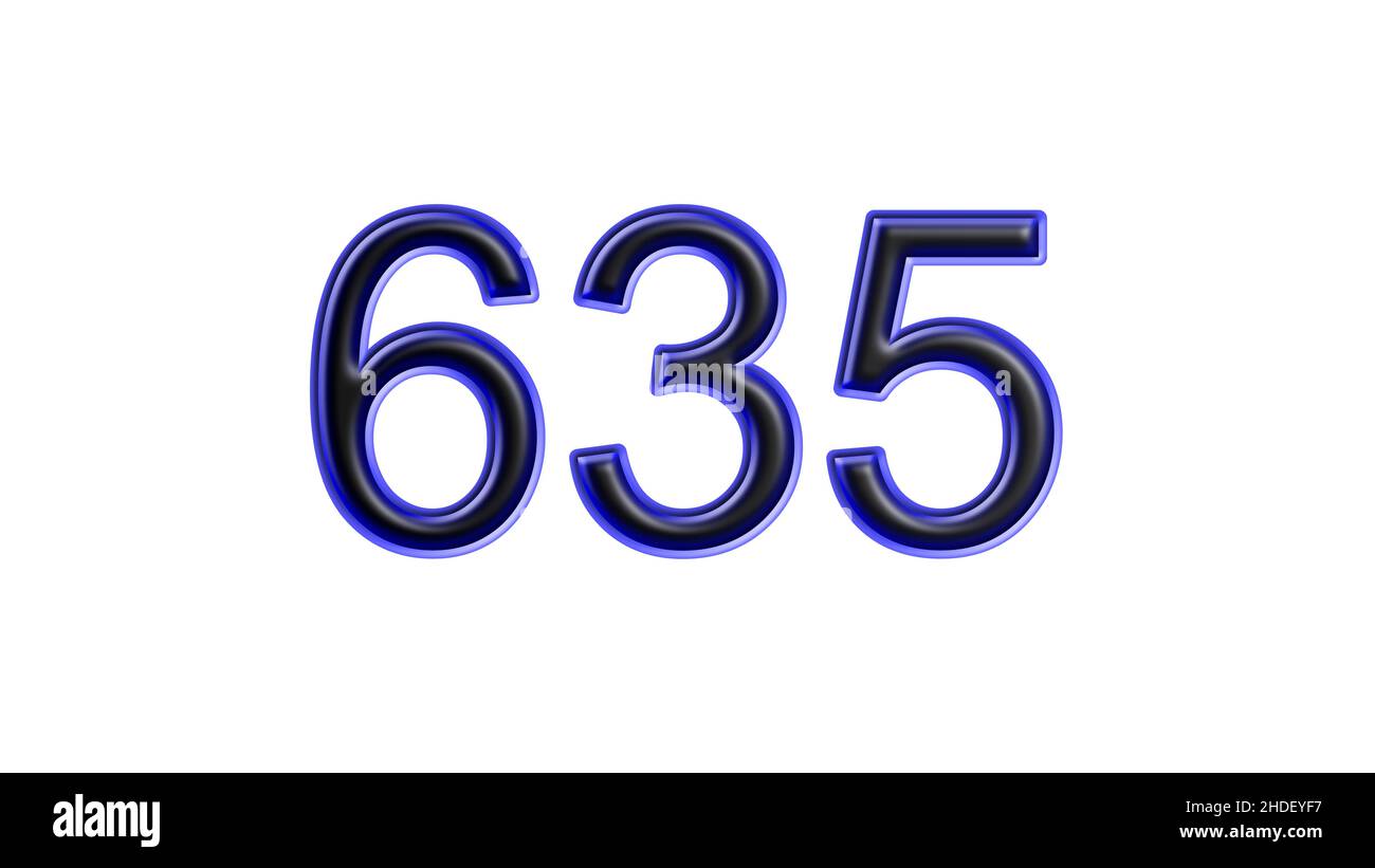 blue 635 number 3d effect white background Stock Photo - Alamy
