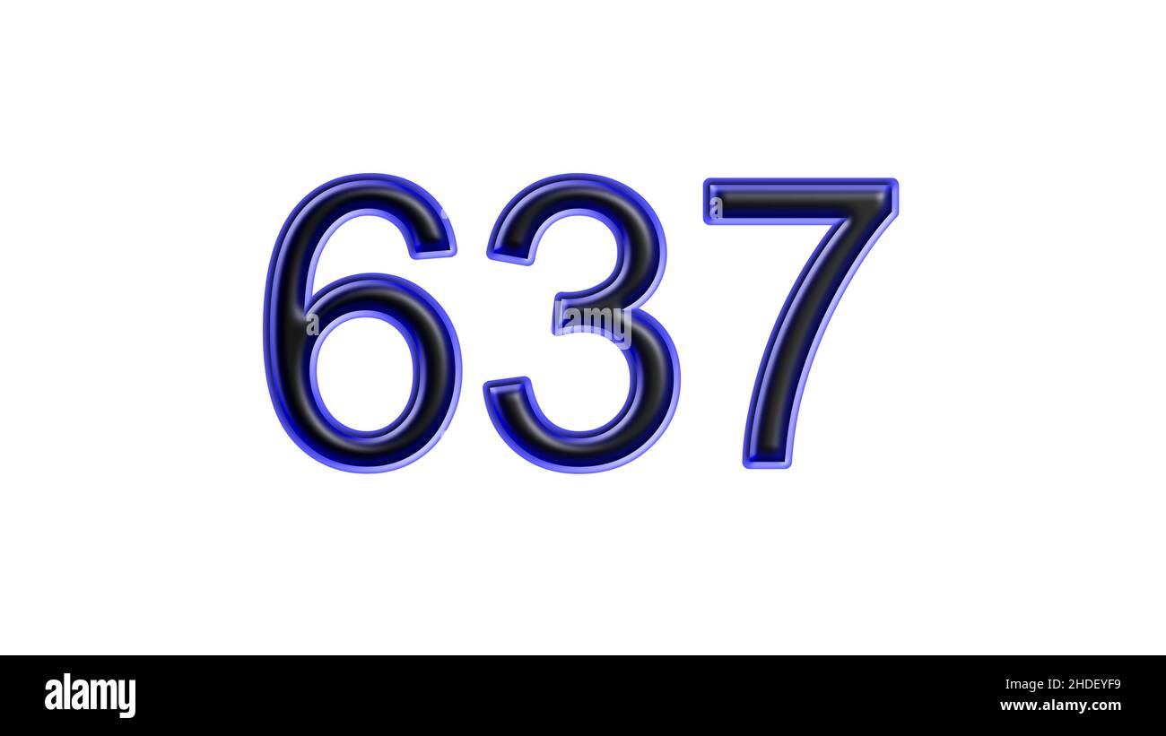blue 637 number 3d effect white background Stock Photo - Alamy