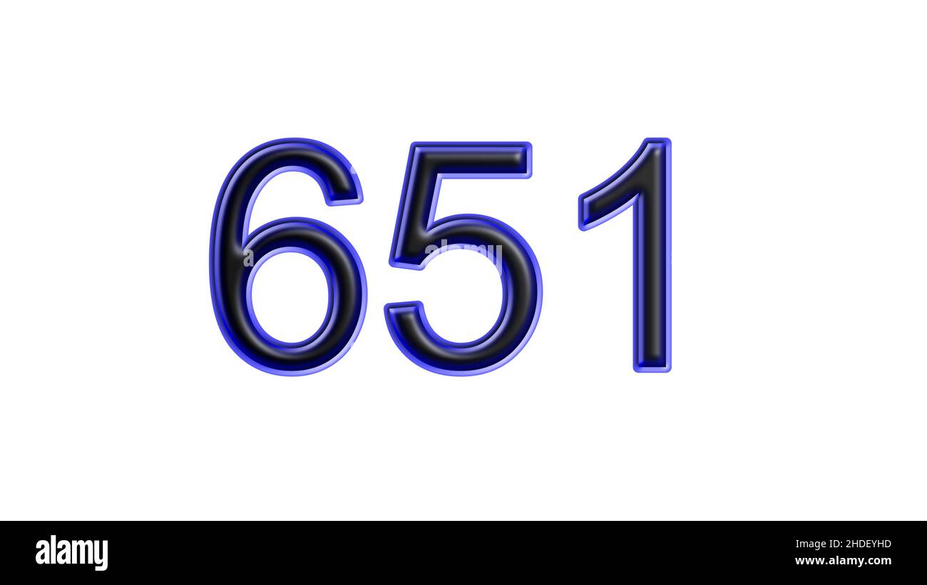 blue 651 number 3d effect white background Stock Photo - Alamy