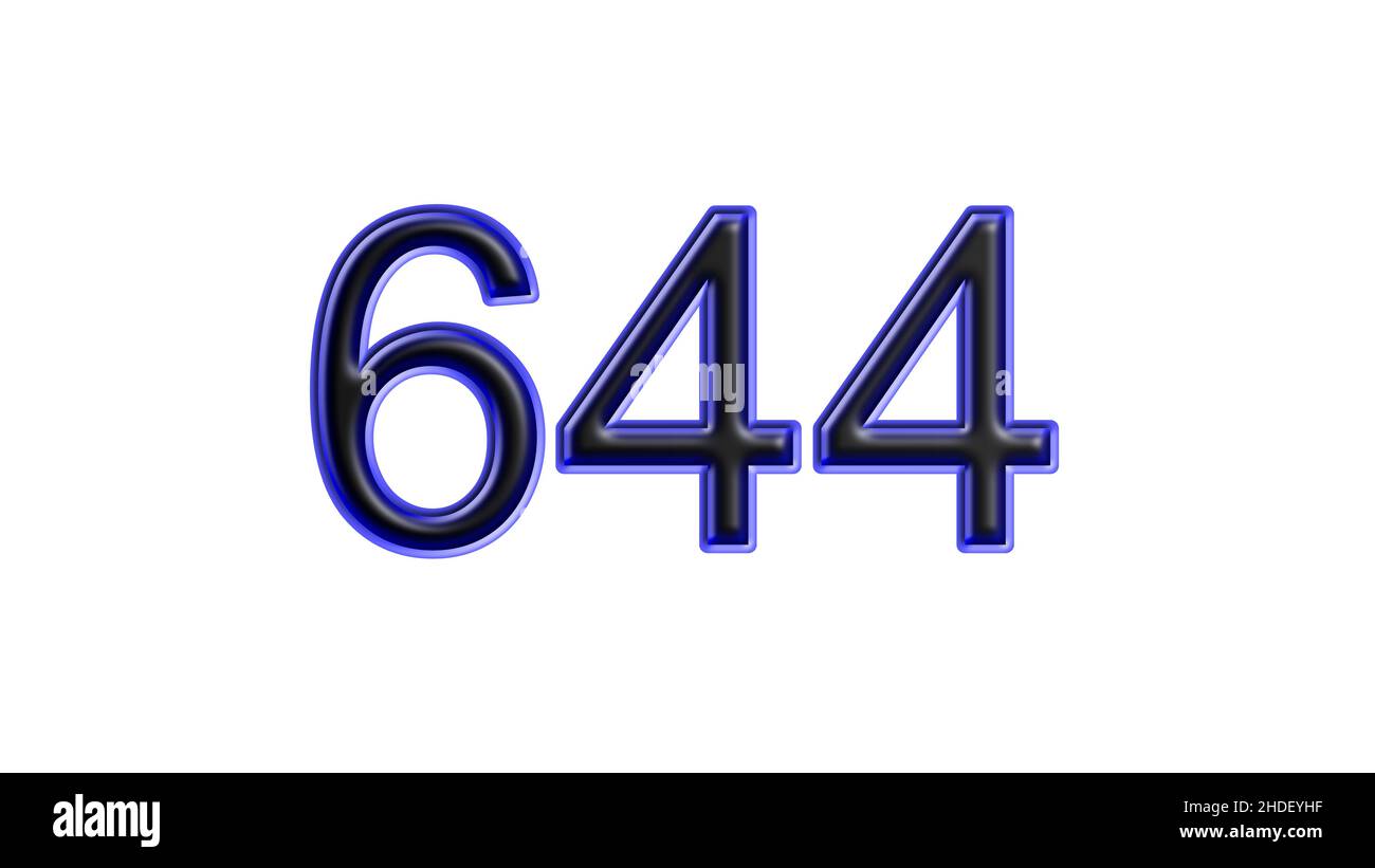 blue 644 number 3d effect white background Stock Photo - Alamy