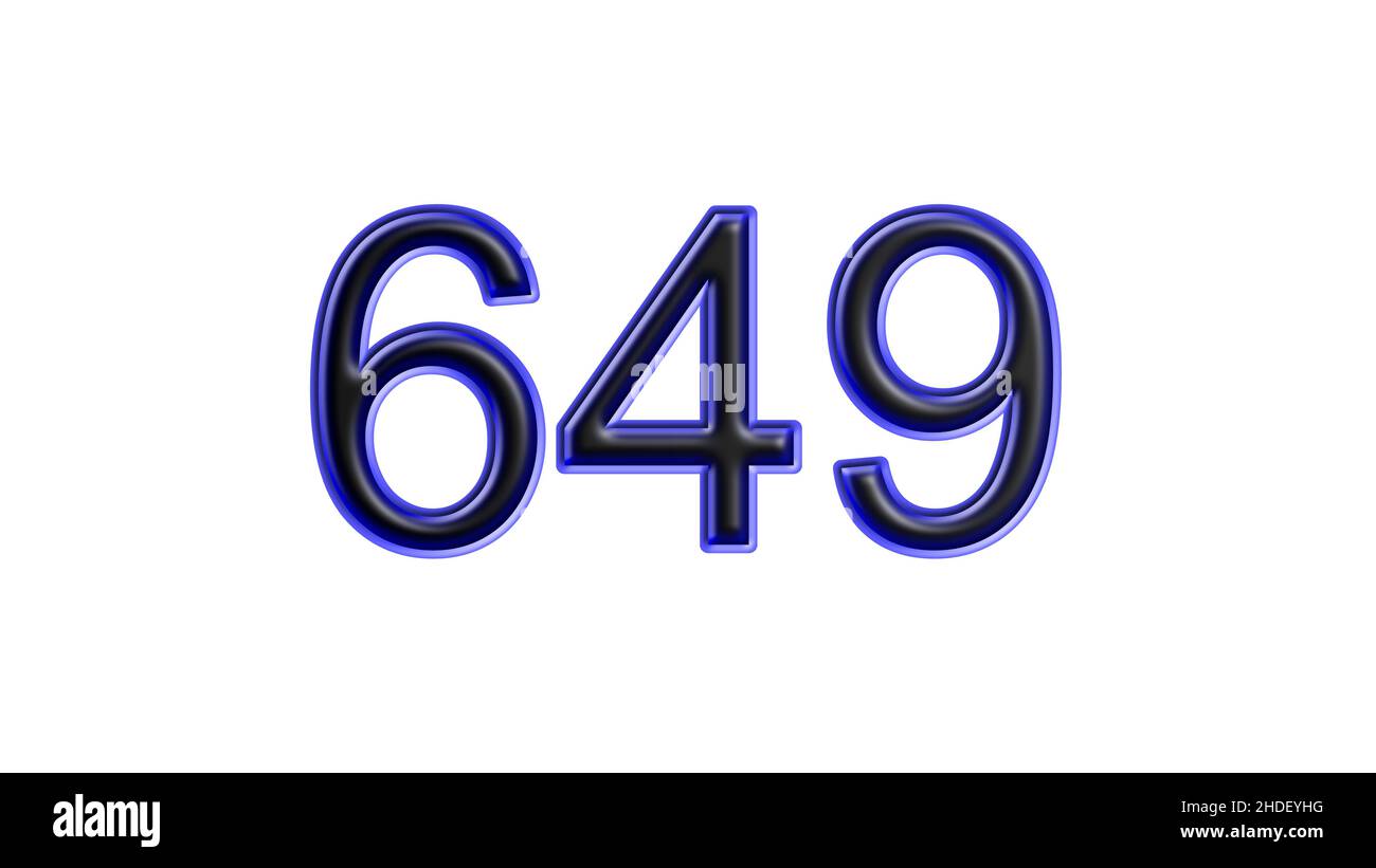 blue 649 number 3d effect white background Stock Photo - Alamy