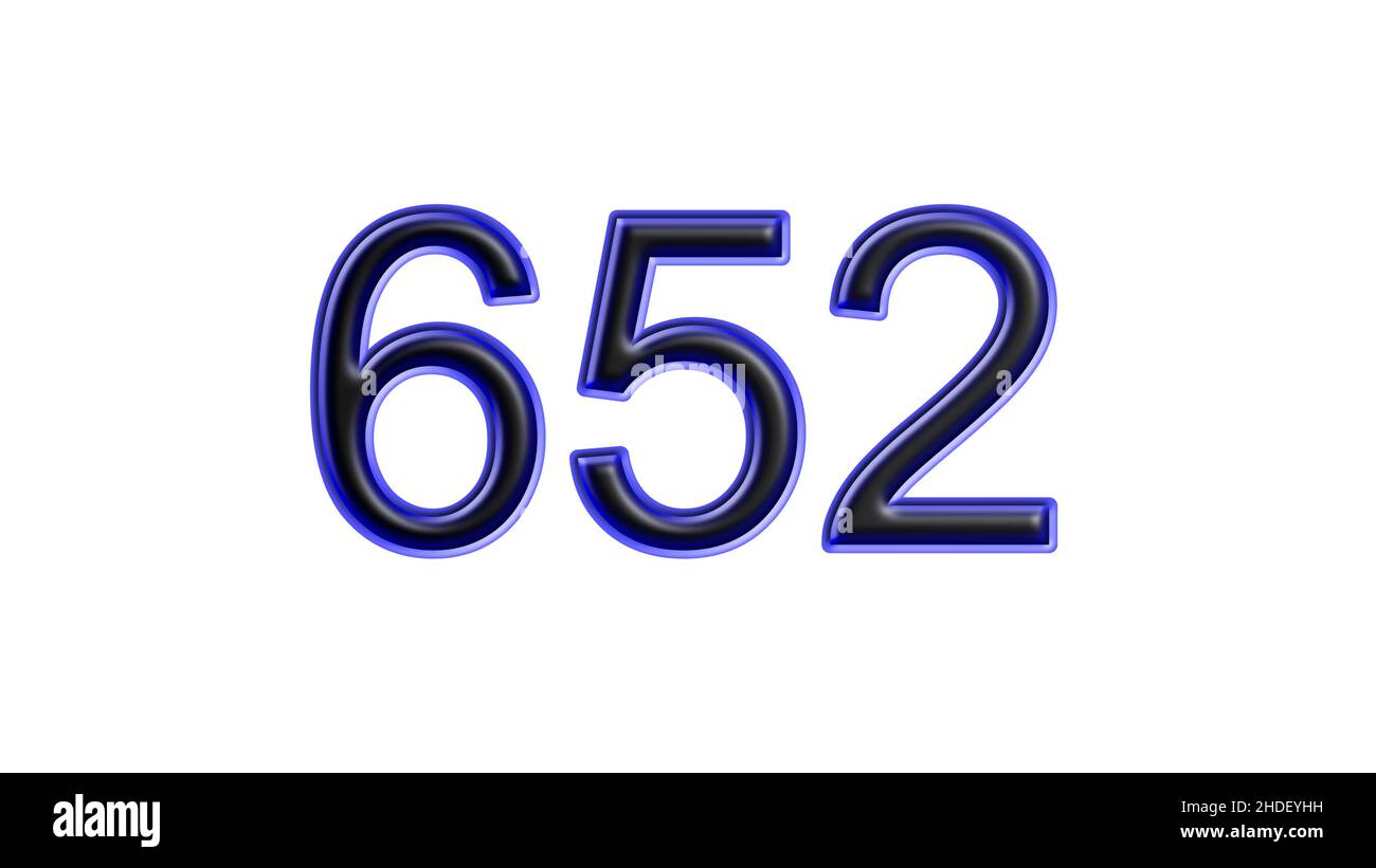 blue 652 number 3d effect white background Stock Photo - Alamy