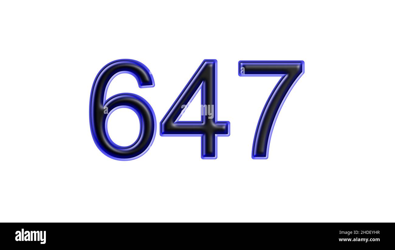 blue 647 number 3d effect white background Stock Photo - Alamy