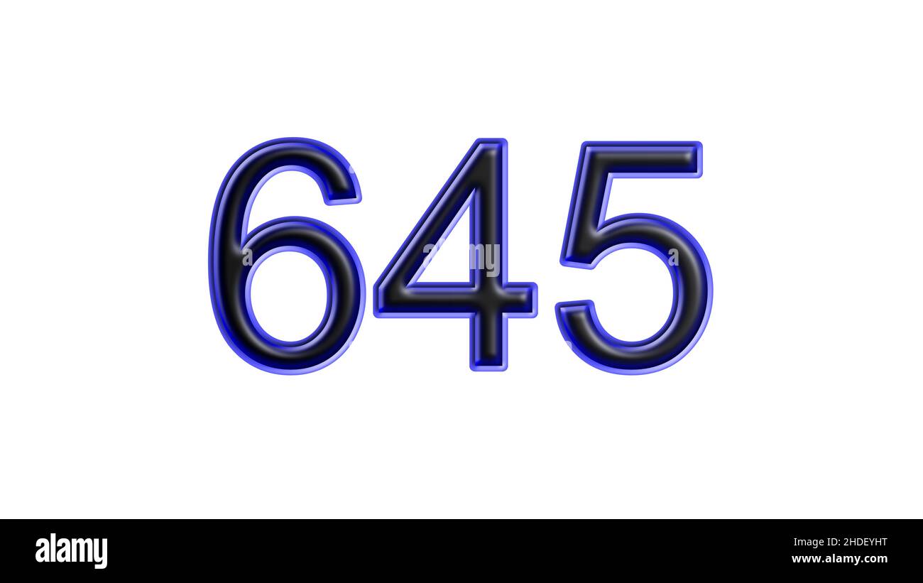 blue 645 number 3d effect white background Stock Photo - Alamy