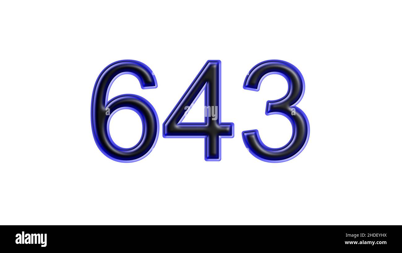 blue 643 number 3d effect white background Stock Photo - Alamy