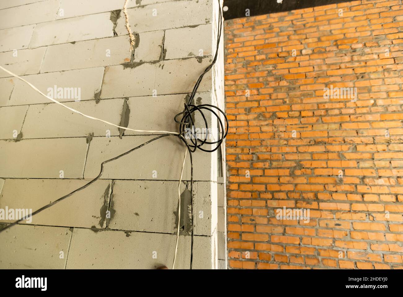 interior construction building site and electrical installation Stock ...